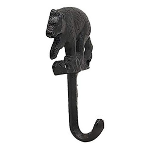 Ebros Set of 2 Rustic Whimsical Forest Black Bear Roaming The Woodlands Cast Iron Wall Hooks 5" High Western Bears Themed Hanging Mount Hook for Coats Hats Keys Leashes Backpacks Decor Sculpture