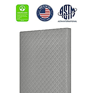 Dream On Me Aster 3" Fiber Portable Mini Crib Mattress, Waterproof Vinyl Cover, Greenguard Gold Certified, Mini Crib Mattress, 38" L x 24" W x 3" Th, Grey