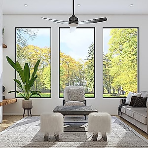 Honeywell Ceiling Fans Lynton, 52 Inch Indoor Outdoor Ceiling Fan with Color Changing LED Light, Remote Control, Matte Black High Performance Blades, Reversible Airflow - 51854-01 (Black)