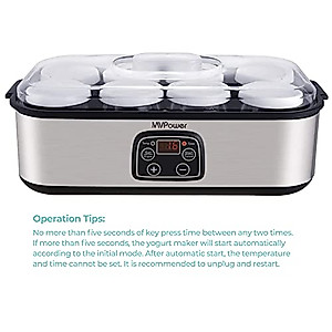 Yogurt maker, Automatic Digital Yogurt Maker Machine with LCD Display, 8 Glass Jars 48 Ozs, Stainless Steel Design,Auto Temp Control