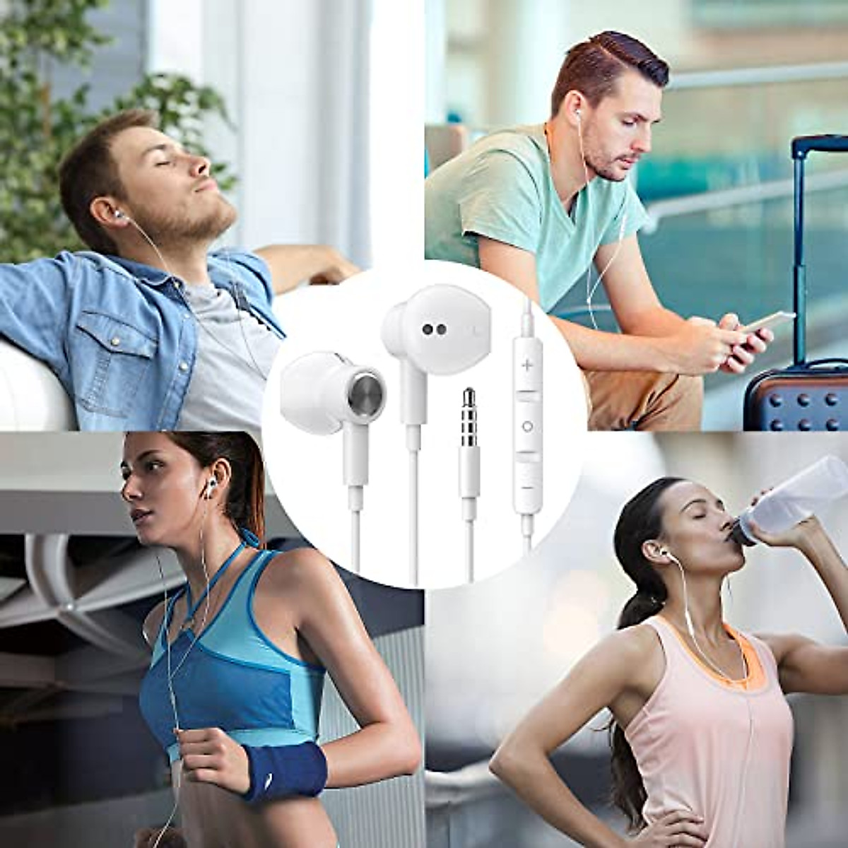 3.5mm Wired Earbuds with Microphone for Samsung Galaxy A14 A12 A13 S10, Noise Cancelling Headphone HiFi Stereo Clear Calls Volume Control Semi in-Ear Ear Buds for iPhone SE 6 6S iPad Switch Android