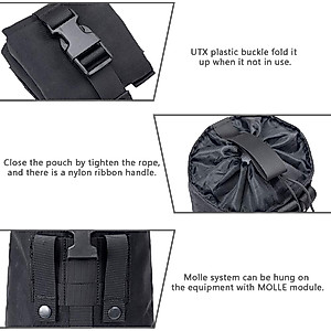 EXCELLENT ELITE SPANKER Tactical Folding Dump Pouch Utility Tool Bag Military Molle Drawstring Ammo Magazine Pouch (Black)