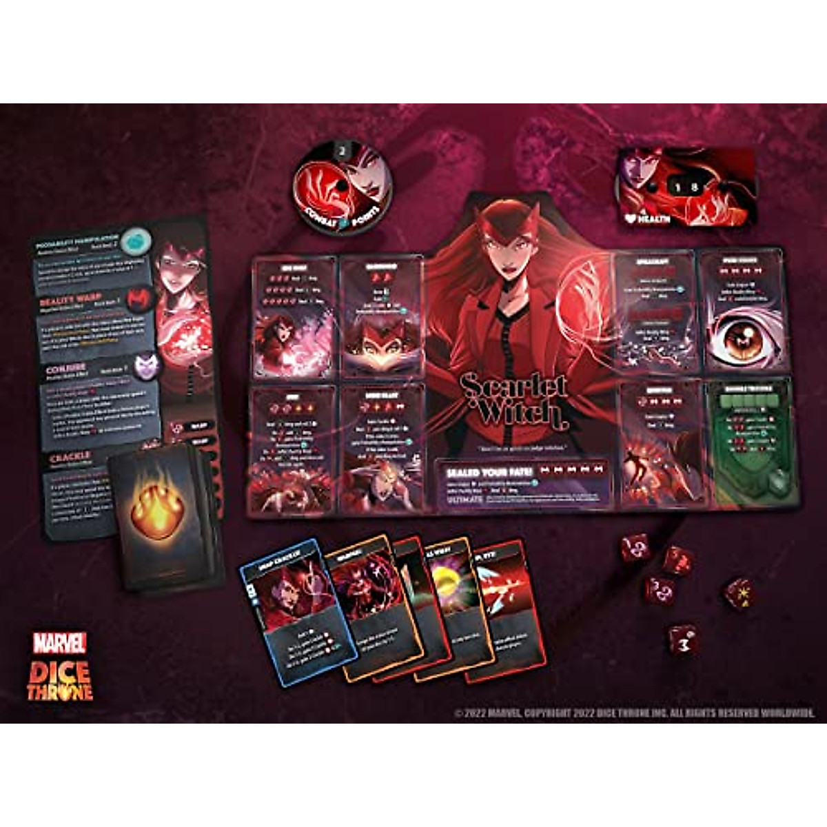 Marvel Dice Throne | 4 Hero Box Featuring Scarlet Witch, Thor, Loki, Spider-Man | 2-to-4 Player Competitive Dice Game | Officially-Licensed | Compatible with The Dice Throne Ecosystem