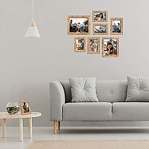 iRahmen 4 Pack 5x7 Rustic Picture Frame Set with High Definition Glass Photo Frame for Desktop Display and Wall Mounting (IR-US002-BR-P5X7(4PK))