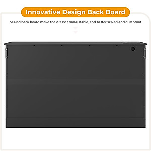 Hasuit 10 Drawers Dresser for Bedroom, Large Chest of Drawers with Charging Station, 55.1'' Wide Storage Clothes Closet Organizer, Long Dresser TV Stand for Living Room, Black