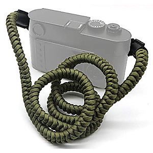 HITHUT Paracord Woven Camera Neck Shoulder Strap Belt Hand Compatible with Canon Nikon Sony Olympus Pentax Fujifilm Panasonic SLR DSLR Digital Mirrorless Cameras 42 inch Green