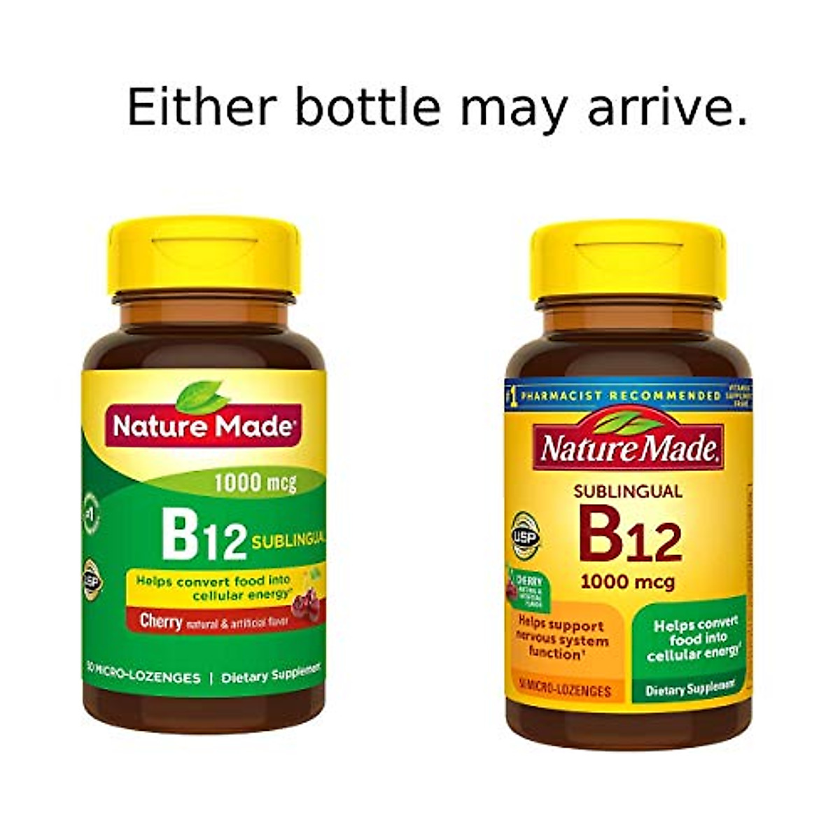 Nature Made B-12 1000 mcg Micro-Lozenges Cherry Flavor 50 ea (Pack of 2)