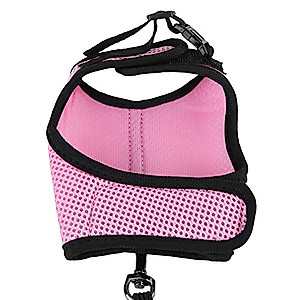 No Pull Comfort Padded Vest, Soft Mesh Elastic Cotton Safe Belt Durable Nylon Pig Harness Leash for Rats Iguana Hamster Bearded Dragon(Pink L)