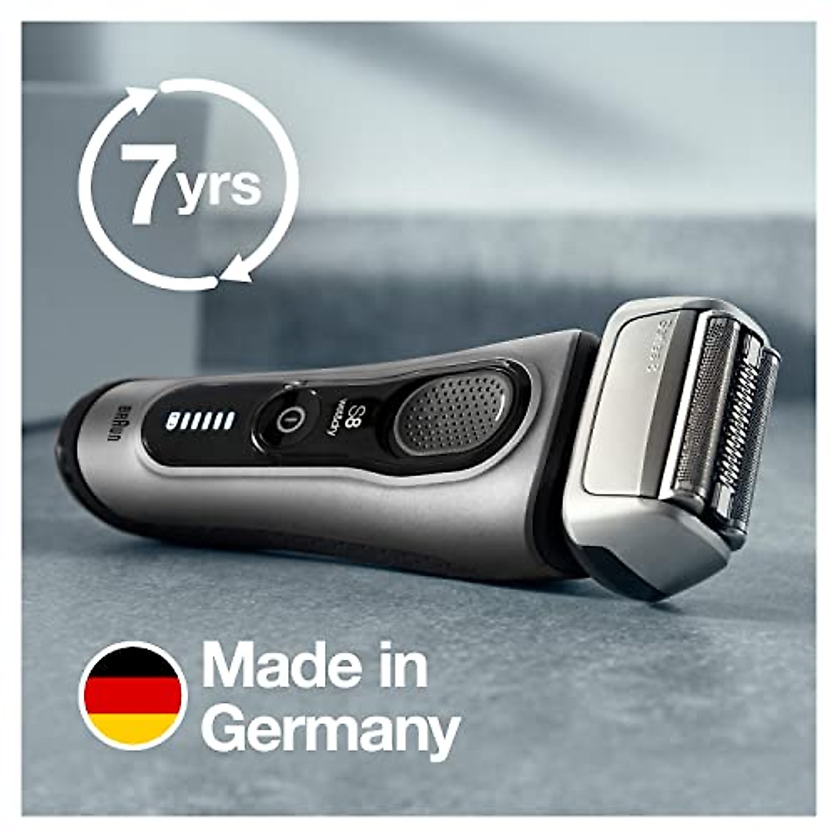 Braun Electric Razor for Men, Series 8 8457cc Electric Foil Shaver with Precision Beard Trimmer, Cleaning & Charging SmartCare Center, Galvano Silver