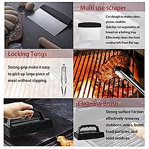 Griddle Accessories Tool-40pcs Flat Top Griddle Set,Stainless Steel Griddle Utensils with Spatulas,Tongs,Fork,Glove,Burger Press,Cleaning Brush.