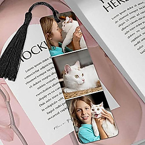 MOTICIUS Personalised Photo Bookmark, Picture Bookmark with Tassel Custom Engraved Photo Color Picture Bookmark for Girlfriend Boyfriend Teacher Family Pets Birthdays Christmas Valentine's Day Gift
