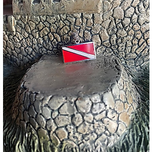 Jewelry Trends Sterling Silver Scuba Diver Down Flag Red Enameled Pendant