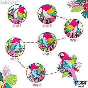 KatchOn, Big Tropical Birds Honeycomb Cutouts - Pack of 6, Luau Party Decorations | Hawaiian Party Decorations | Tropical Party Decorations, Tropical Birthday Party Decorations, Rainforest Decorations
