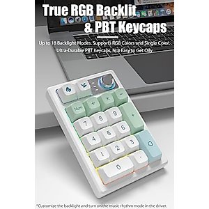 TISHLED Gasket Creamy Mechanical Numpad Programmable Macro Keypad Wireless 2.4G/Bluetooth 5.0/Wired USB-C RGB Backlit Hot Swappable Number Pad Rechargeable Numeric Keyboard Metal Knob for Win/Mac