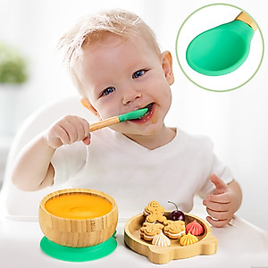 Suction Bowl with Lid and Spoon for Babies and Toddlers,Stay Put Feeding Bowl,Natural Bamboo Wood for Easy Clean Tableware, Perfect for Babies’ weaning Journey | Set of 3