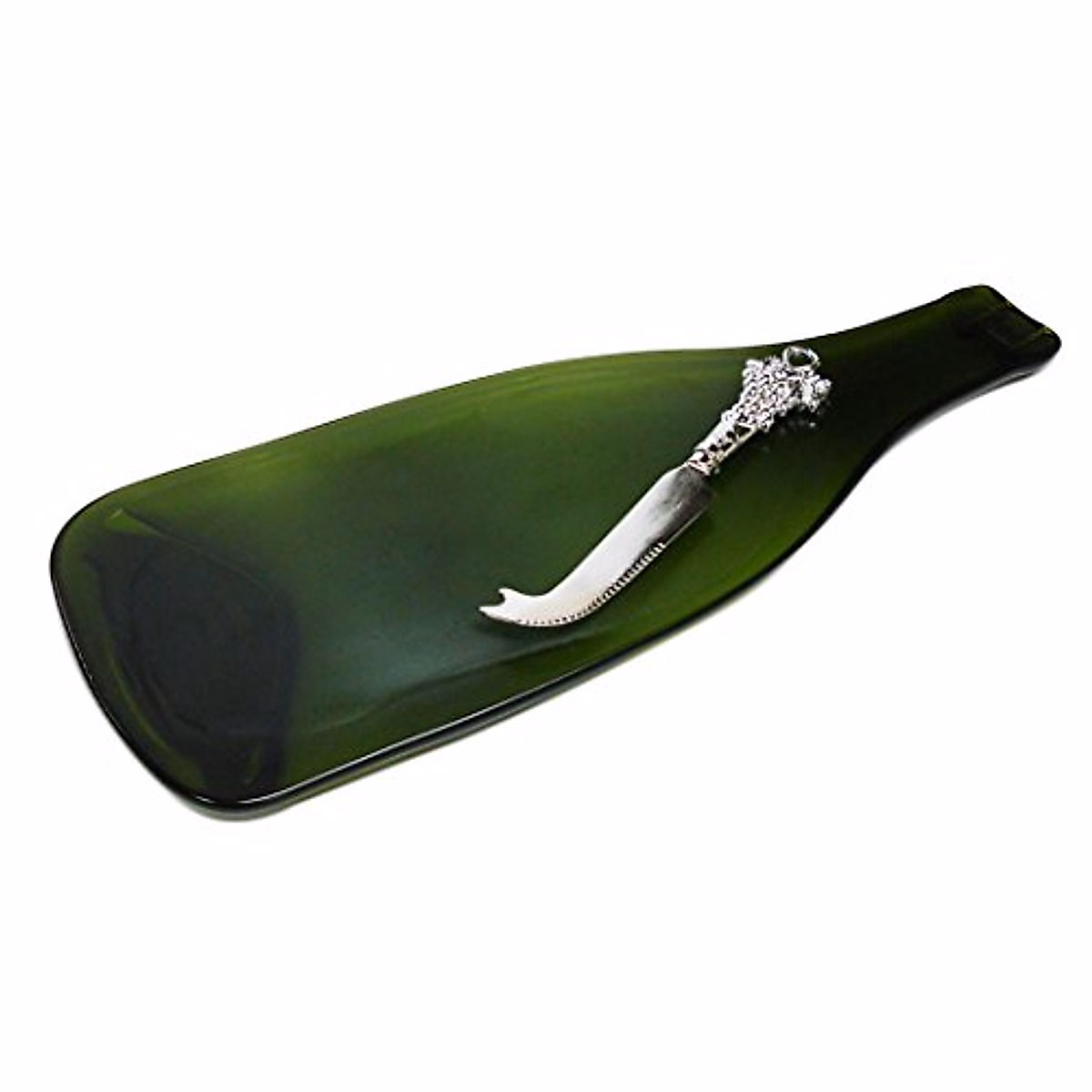 Vinotemp Wine Bottle Cheese Board and Knife - EP-CHWBT01,Silver