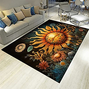PartyUnix Boho Mushroom Skull Animal Indoor Modern Area Rug, Soft Non-Shedding Carpet Floor Mats Living Room Bedroom for Home Decoration