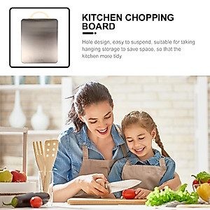 LIFKOME Double Sided Chopping Board, 304 Stainless Steel Cutting Board with Easy Grip Handle Kitchen Gadget Utensil for Home Picnic Dishwasher Safe