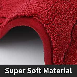 COSY HOMEER Soft Kitchen Floor Mats for in Front of Sink Super Absorbent Rugs and 20"x59" Non-Skid Mat Standing Washable,Polyester,Red