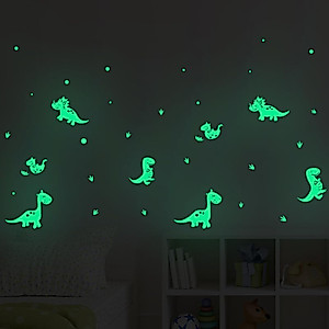 Glow in The Dark Stickers,2 Pack Dinosaur Stickers Decor for Boys Kids Bedroom,Wall Stickers for Living Room Decorations