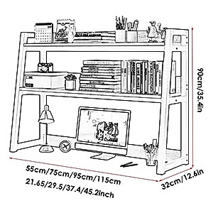 Computer Desktop Bookcase, 2-Tier Multipurpose Ladder Countertop Hutch Bookshelf, Adjustable Storage Display Shelf Organizer Rack for Home Dorm Office Supplies (Color : B, Size : 115CM)