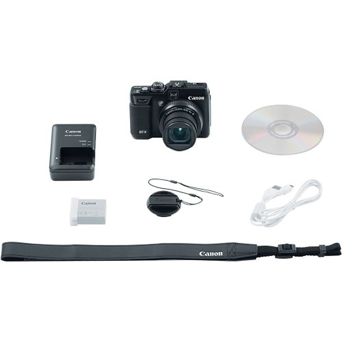Canon PowerShot G1 X Digital Camera (5249B001) + 2 x 32GB Card + 3 x NB10L Battery + NB10L Charger + Card Reader + LED Light + Corel Photo Software + Case + Flex Tripod + HDMI Cable + More (Renewed)