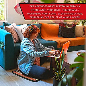 HealthyLine Small Far Infrared Electric Heating Pad for Pain Relief, Heat Therapy with Tourmaline, Amethyst & Obsidian Gemstones, Calming Negative Ions, Auto Shut Off Inframat Pro 18"x18"