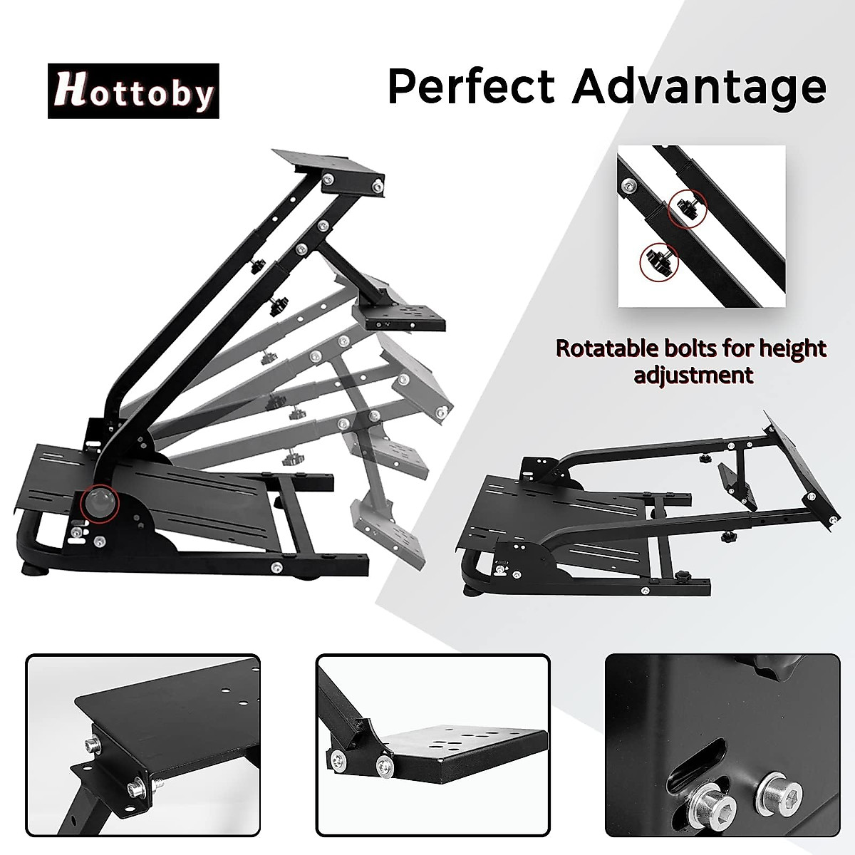 Hottoby Racing simulator cockpit Steering Wheel Stand Foldable&Multi-level Adjustable Fit for Logitech/Thrustmaster G25,G27,G29,G920,G923&T150,T248,T300 Gaming Simulator Cockpit,No Wheel Pedals