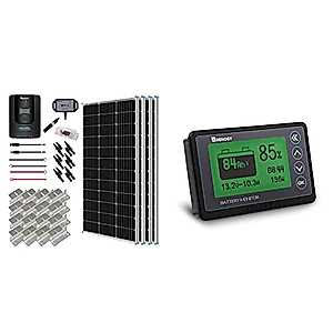 Renogy 400 Watt 12 Volt Premium Solar Panel Kit + Renogy 500A Battery Monitor