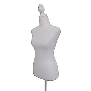 Female Mannequin Torso Dress Form Manikin Body Sewing Mannequins w/ Wooden Tripod Base Stand 58"-67" Adjustable Height