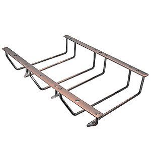 zoohot 18cm Wine Glass Rack - Under Cabinet Stemware Wine Glass Holder Glasses Storage Hanger Metal Organizer for Bar Kitchen, Copper Finish (3 Rows, 1 Pack)