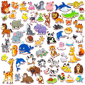 SpriteGru 60 PCS Cartoon Animals Zoo Magnets for Toddlers Kids, Perfect Preschool Learning