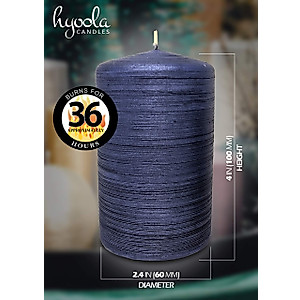 Hyoola Brushed Metallic Pillar Candles - 6 Pack - Navy Blue Pillar Candles - European Made Decorative Pillar Candles - 2.4 Inch x 4 Inch