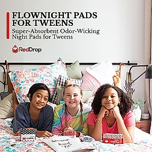 RedDrop Tween FlowNight Pads - Thin and Secure Pads for Peaceful Nights - Designed for Girls Experiencing Their First Period