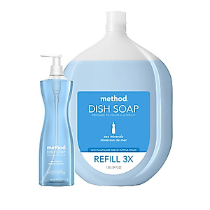 Method Sea Minerals Dish Soap and Refill,18 oz. Dispenser and Dish Soap Refill 54 oz. (Variety Pack)