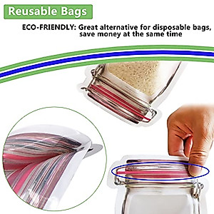 laffeya Candy Nut Bag, 24pcs Mason Jar Bag, Reusable Zipper Bags, Fresh Bags, Leakproof Snacks Sealed Storage Bags, Food Saver Bags