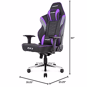 AKRacing Masters Series Max Gaming Chair with Wide Flat Seat, 400 Lbs Weight Limit, Rocker and Seat Height Adjustment Mechanisms - Indigo