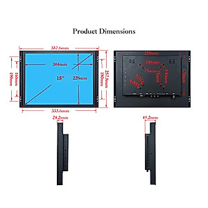 iChawk 15'' inch PC Monitor 1024x768 4:3 HDMI-in VGA USB Built-in Speaker Embedded Open Frame Wall-Mounted Support Linux Ubuntu Raspbian Debian OS Resistive Touch LCD Screen Display K150MT-59RL