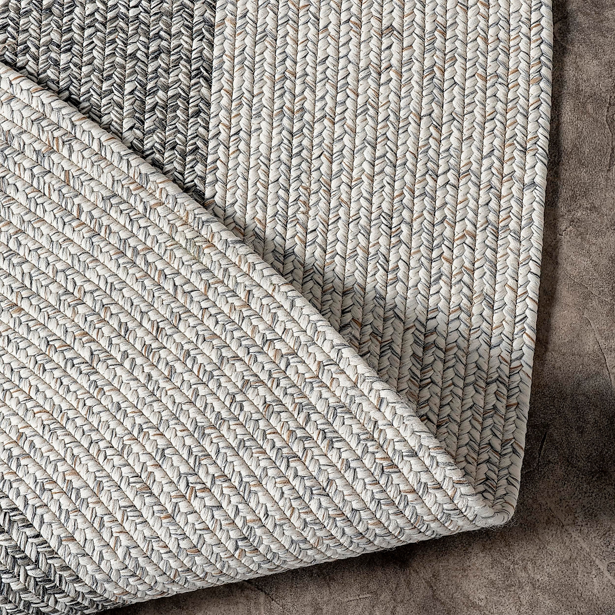 nuLOOM Indoor/Outdoor Braided Oralia Area Rug, 5' x 8' Oval, Grey