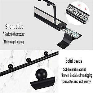 Pull-Out Closet Sliding Rod Aluminum Heavy Duty Wardrobe Clothes Hanger Rail, Extendable Wardrobe Rail Tube Valet Rod, Space Saver Closet Organizer,Top Mount (Size : 44cm/17.3in)
