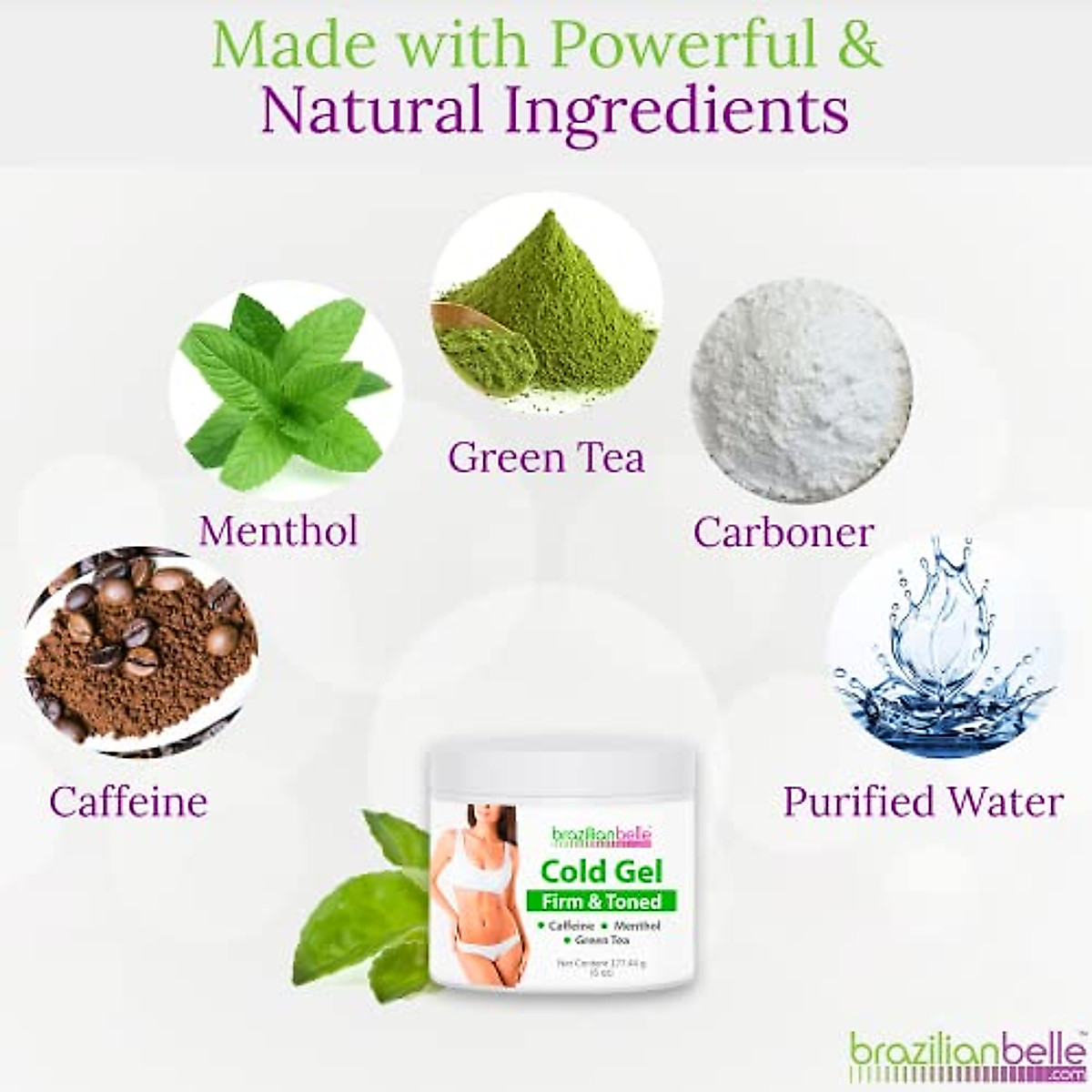 Cellulite Cream Cold Gel with Caffeine and Green Tea Extract - Body Firming and Skin Tightening Gel for Cellulite. Improves Circulation - Quick Absorption- Cryo Gel (1 Jar)