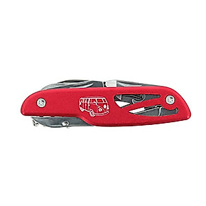 BRISA VW Collection - Volkswagen Multifunctional 3D Pocket Knife, File, Scissors, Bottle & Can Opener, Corkscrew in VW Design (Volkswagen/Red)