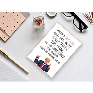 Longkado Funny Trump Boss’s Day Card, You’re A Great Boss Card for Your Excellent Boss, Great Boss Birthday Card