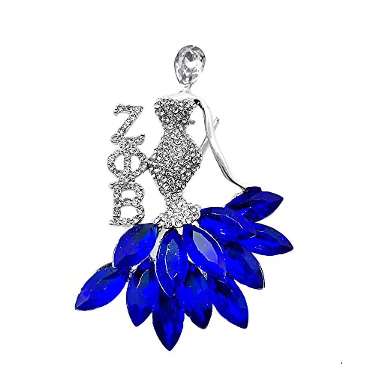 Shiny bling rhinestone inlaid greek letter ZETA ZPB sorority society girl metal brooch