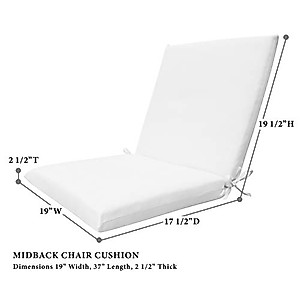 Honeycomb Indoor/Outdoor Textured Solid Surf Aqua Midback Dining Chair Cushion: Recycled Fiberfill, Weather Resistant, Reversible, Comfortable and Stylish Patio Cushion: 19" W x 37" L x 2.5” T