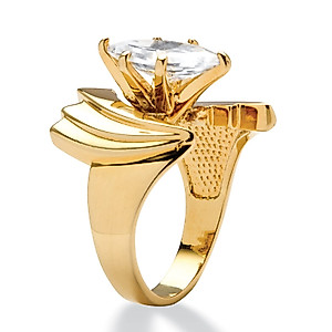 PalmBeach Yellow Gold Ion-Plated Marquise Cut Cubic Zirconia Bypass Ring Sizes 7-12 Size 8