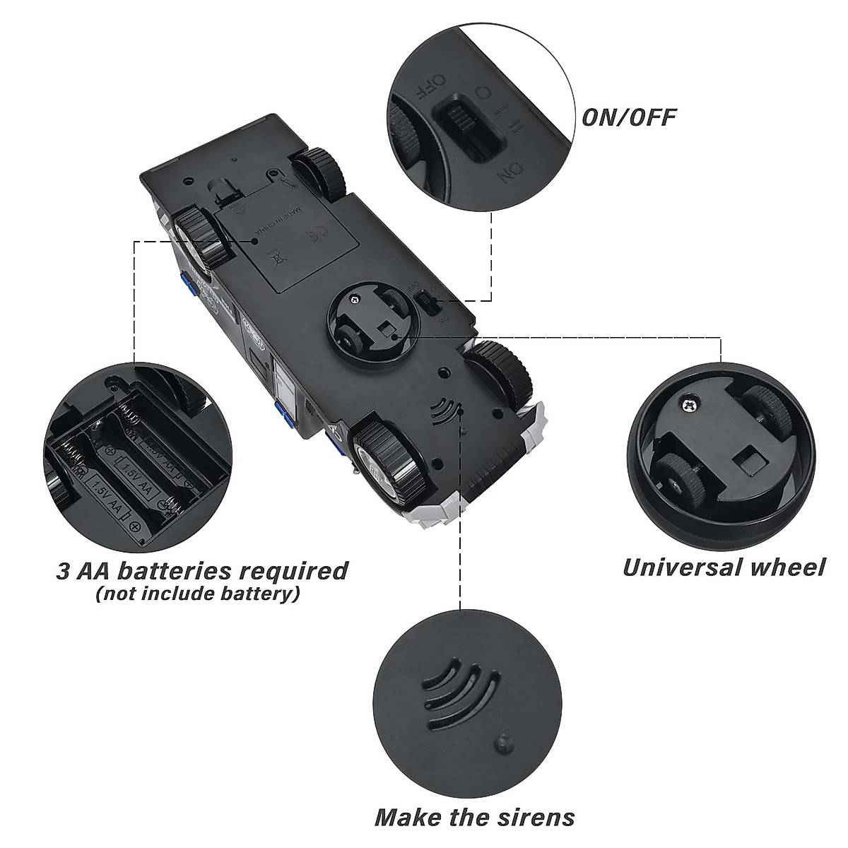 CYKT 3-7 Year Old Boy Police Car Toy, LED Music Electric Universal Wheel Police Car Toy, 3-10 Year Old Boy and Girl Police Car Toy Gift