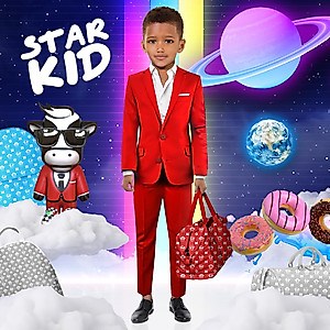 Black n Bianco Boys' First Class Slim Fit Suits Lightweight Style. Presented by Baby Muffin (2T, Fiery Red)