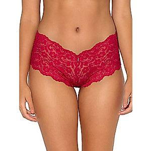 Smart & Sexy womens Signature Lace Cheeky Panty 2 Pack Underwear, No No Red/Black Hue, 9 US