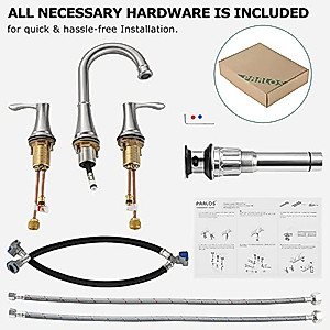 PARLOS Widespread Double Handles Bathroom Faucet with Metal Pop Up Drain and cUPC Faucet Supply Lines, Brushed Nickel, Demeter 13651